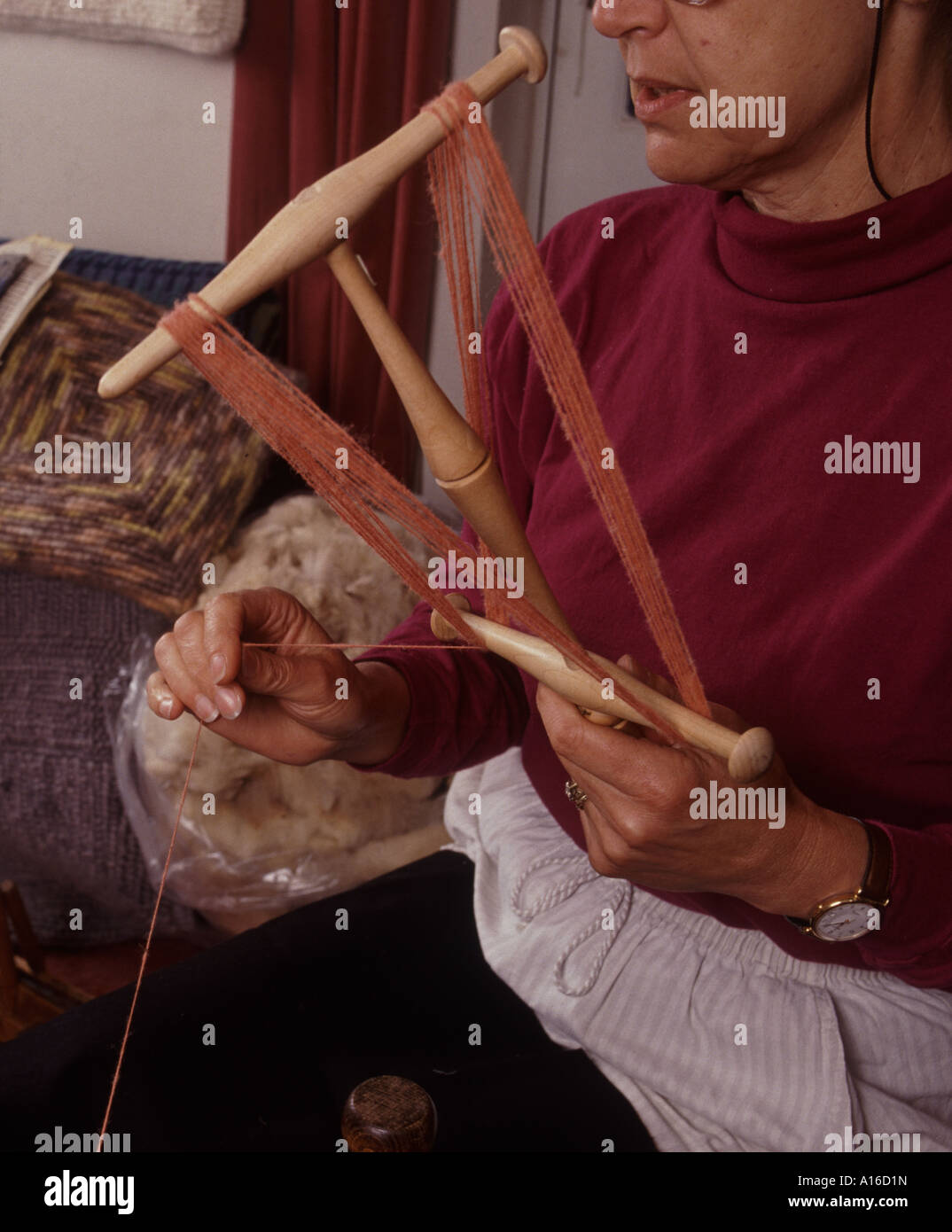 A Niddy Noddy a simple tool used to hold the yarn after spinning Stock ...