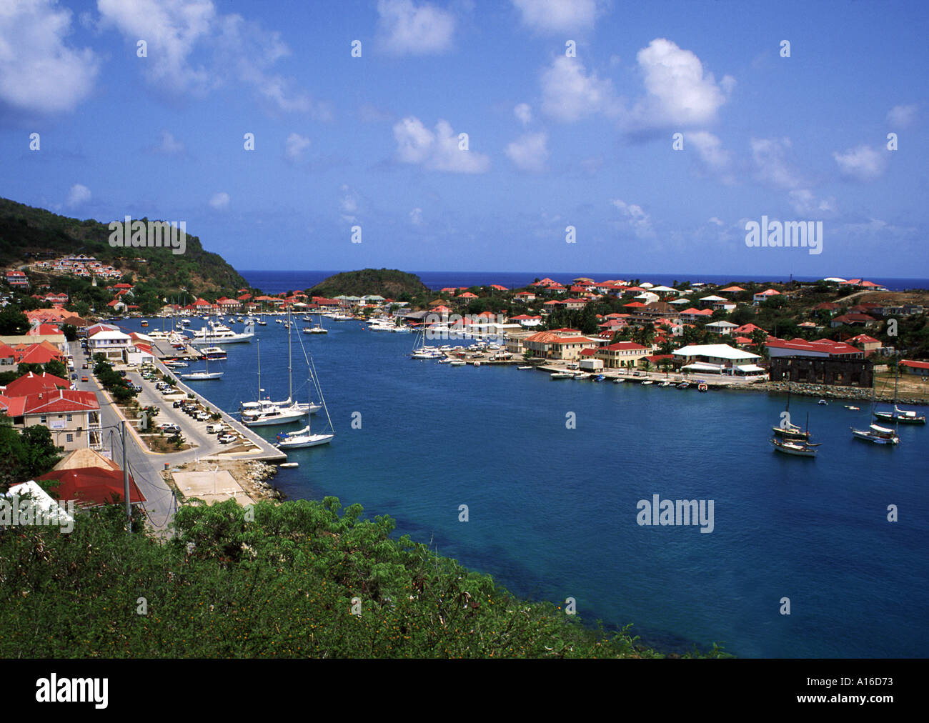 Aerial view of Gustavia Port St Barths Stock Photo - Alamy
