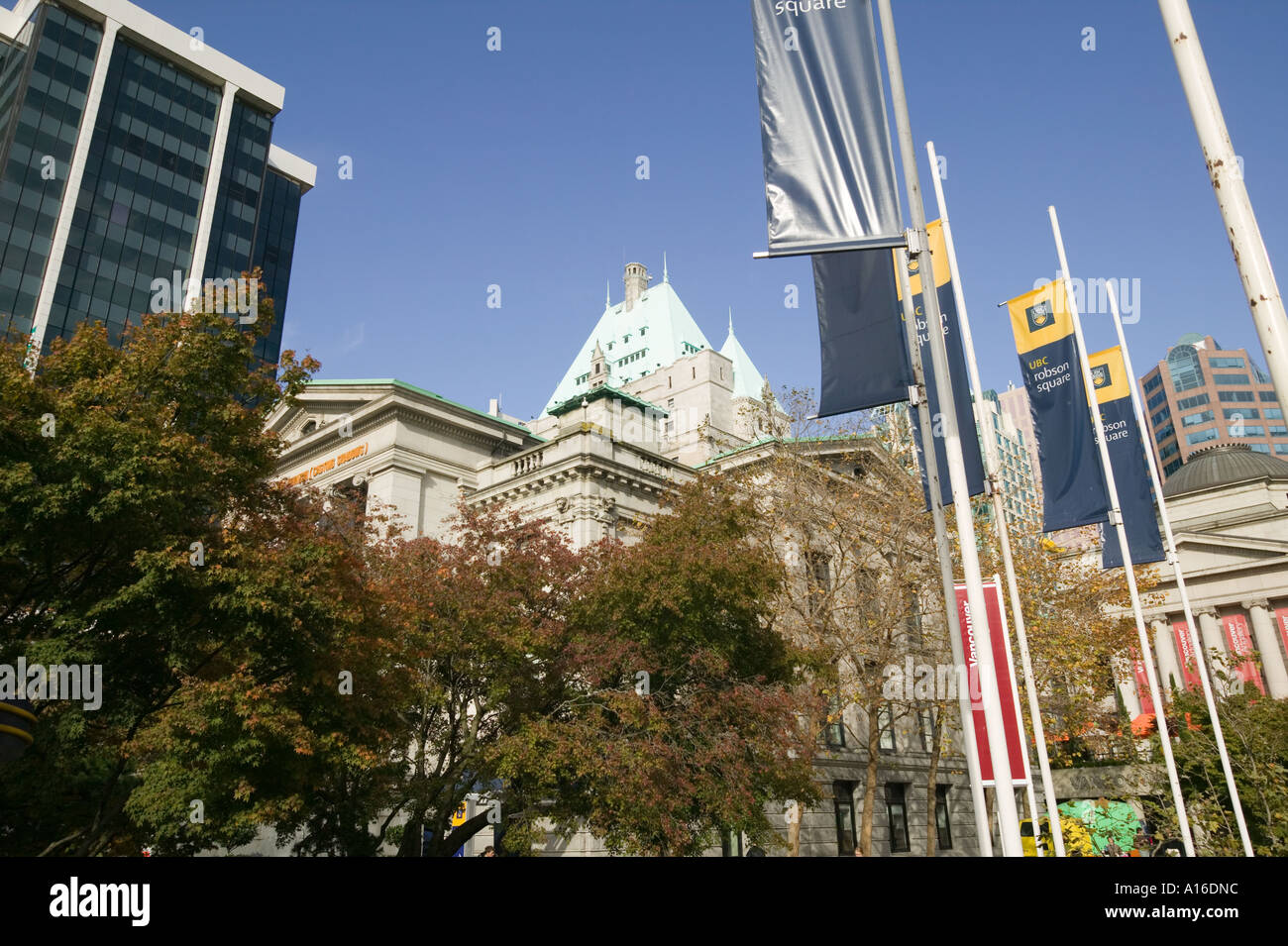 Vancouver British Columbia Canada View of Robson Square and Area Stock ...