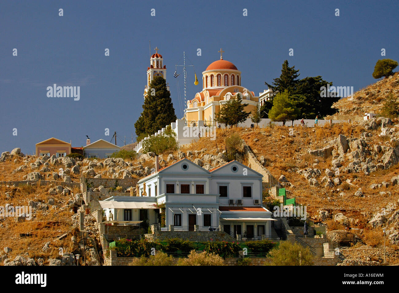 Greek Orthodox Church on isle of Simi (Symi), Yialos-Symi Harbour ...