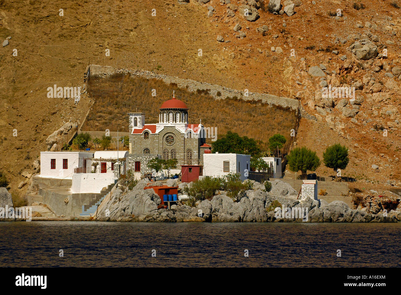 Monastery on Greek island of Simi (Symi), Yialos-Symi Harbour, Greece ...