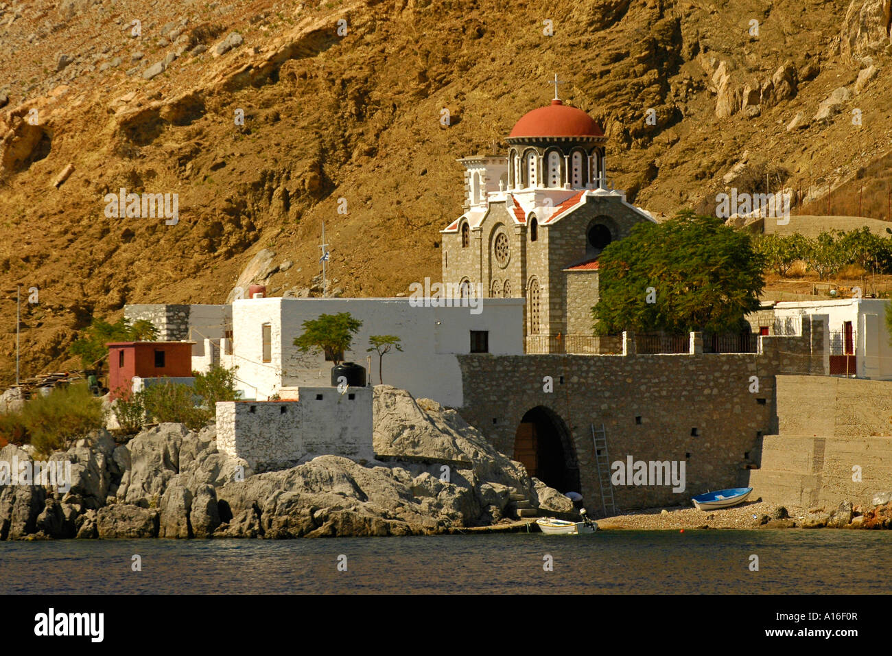Monastery on Greek island of Simi (Symi), Yialos-Symi Harbour, Greece ...
