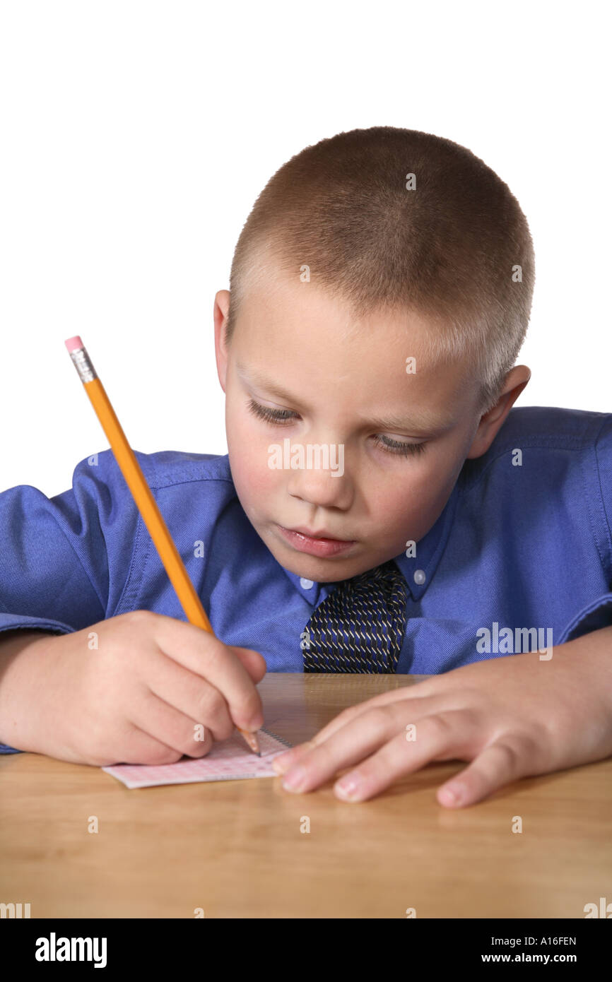 Second Grade Student Working on Test Stock Photo - Alamy