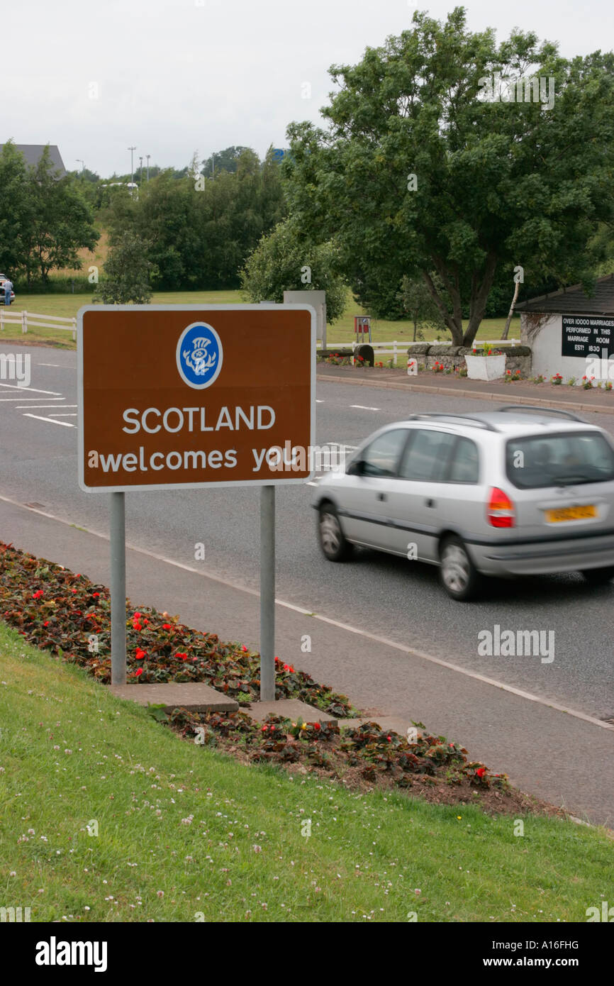 Scotland sign at Scotland England border Gretna Green Stock Photo - Alamy