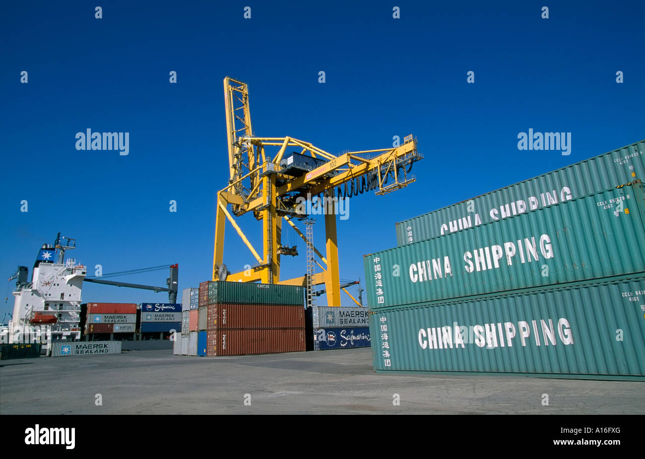 China Shipping containers in container terminal Stock Photo - Alamy