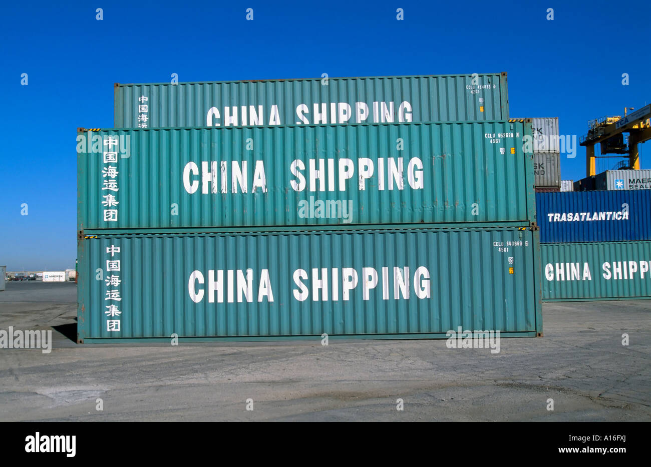 China Shipping containers in container terminal Stock Photo - Alamy
