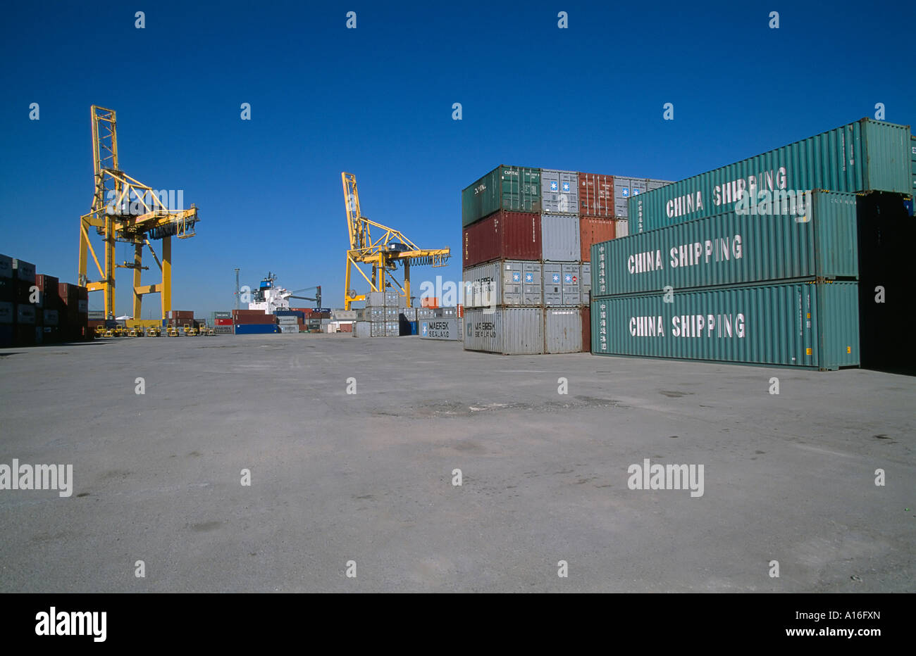 China Shipping containers in container terminal Stock Photo - Alamy