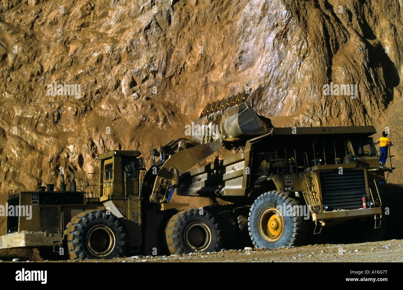 front end loader and huge dump truck at Ok Tedi gold mine Papua New ...