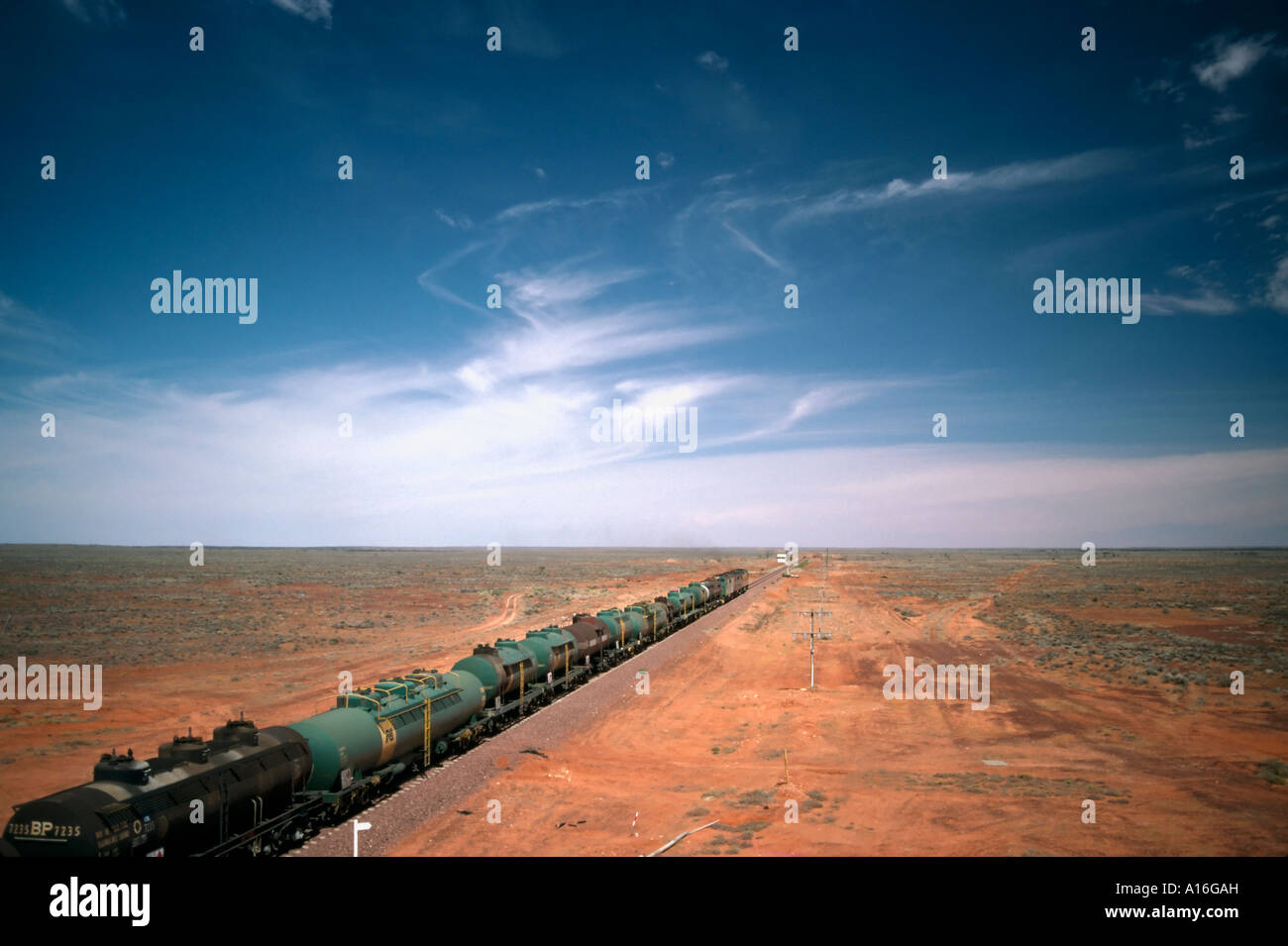 freight train travelling through desert Northern Territory Australia ...