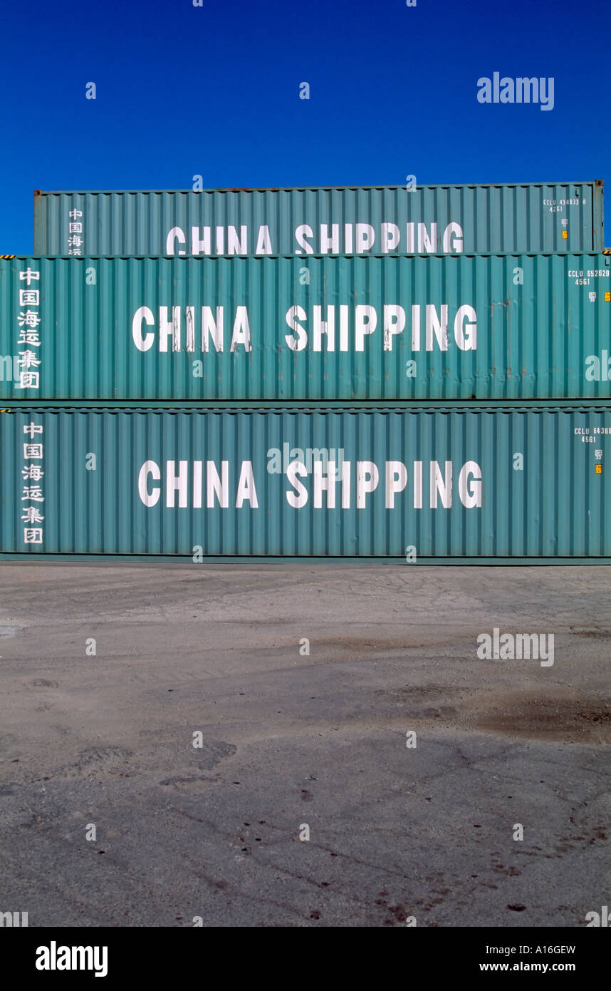 China Shipping containers in container terminal Stock Photo - Alamy