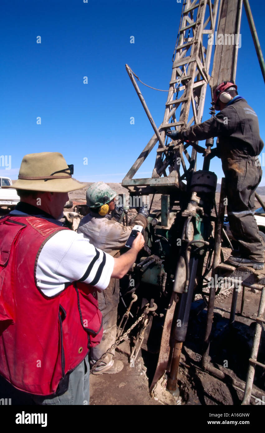 drill crew with their rig at mining camp Atacama Desert Chile Stock ...