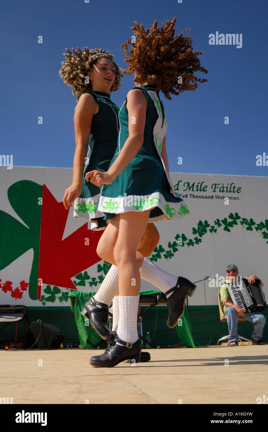 Two Irish dancers performing onstage Stock Photo - Alamy