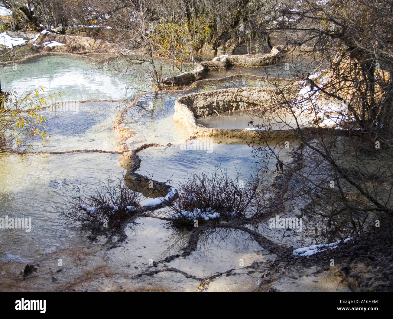 Calcification Pools at HuangLong,China Stock Photo - Alamy