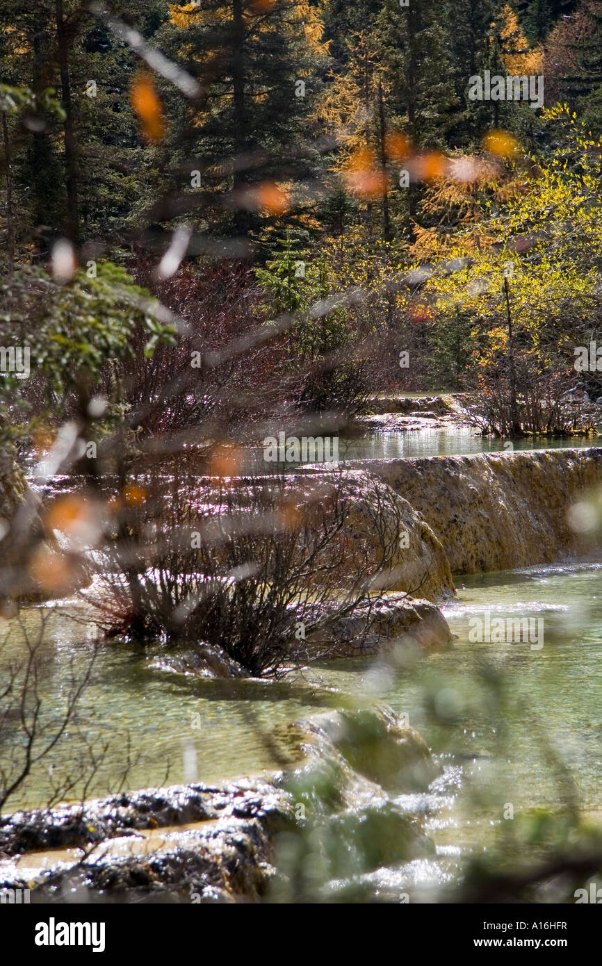 Calcification pools at HuangLong,China Stock Photo - Alamy