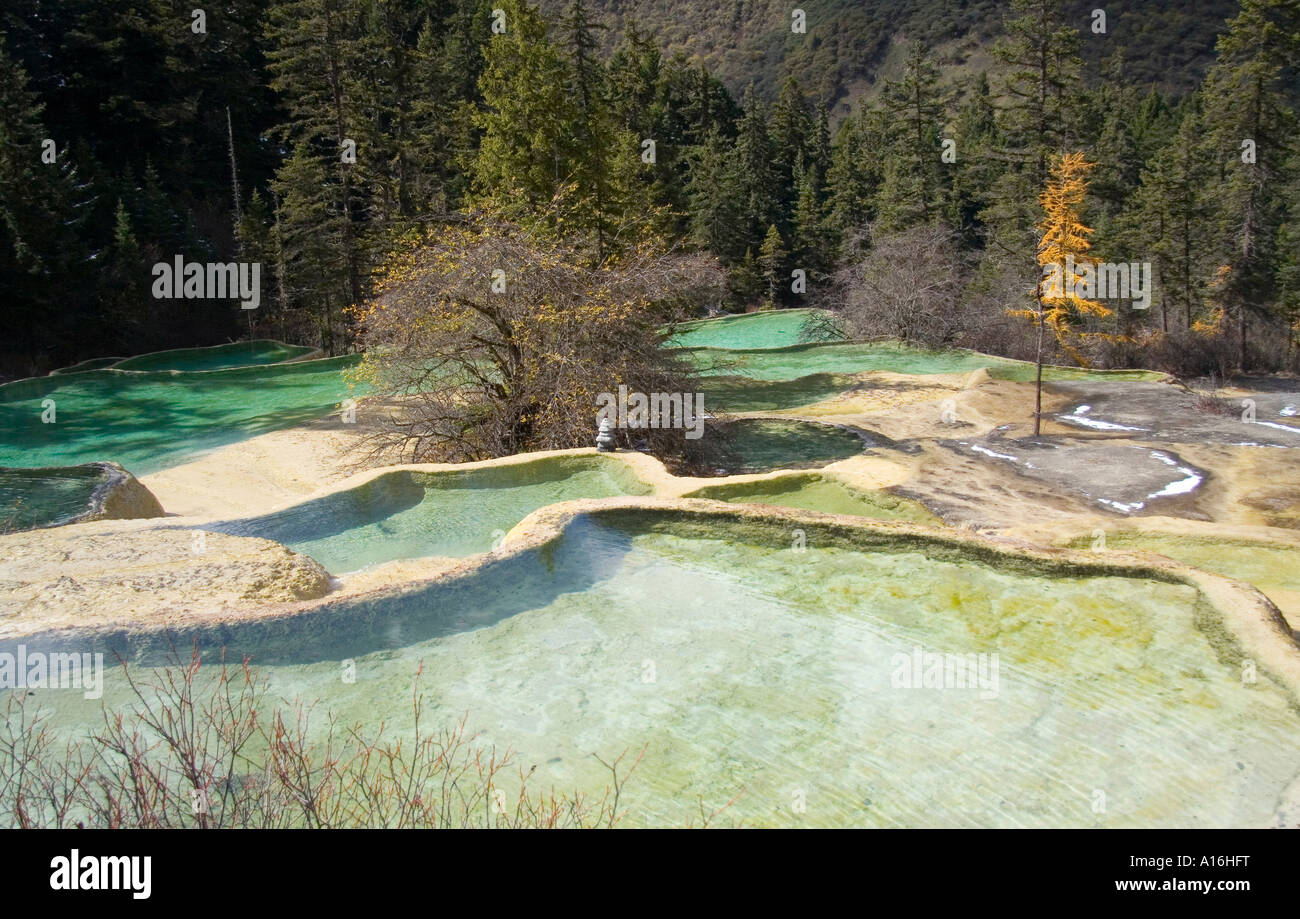 Calcification pools at HuangLong,China Stock Photo - Alamy