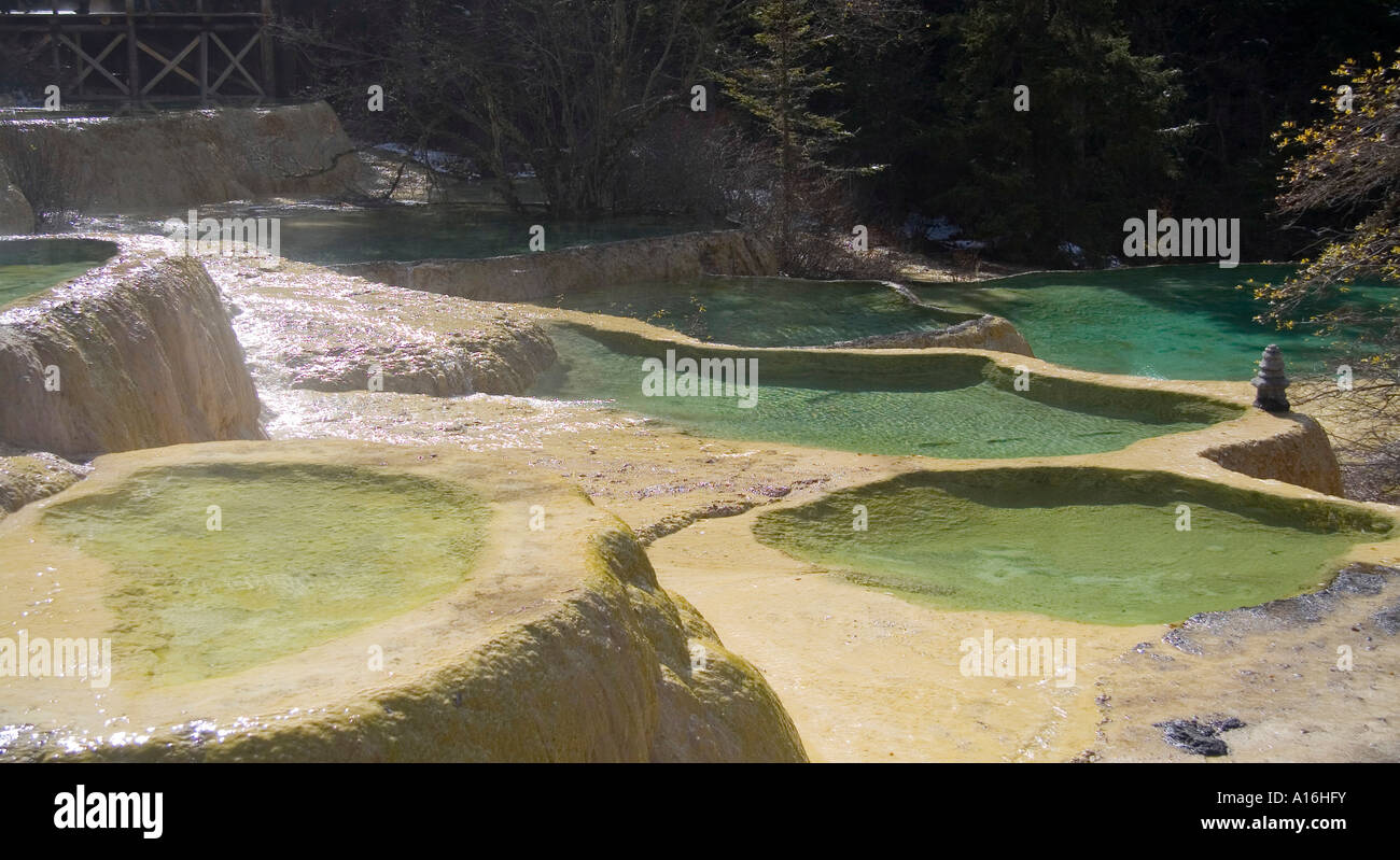 Calcification pools at HuangLong,China Stock Photo - Alamy