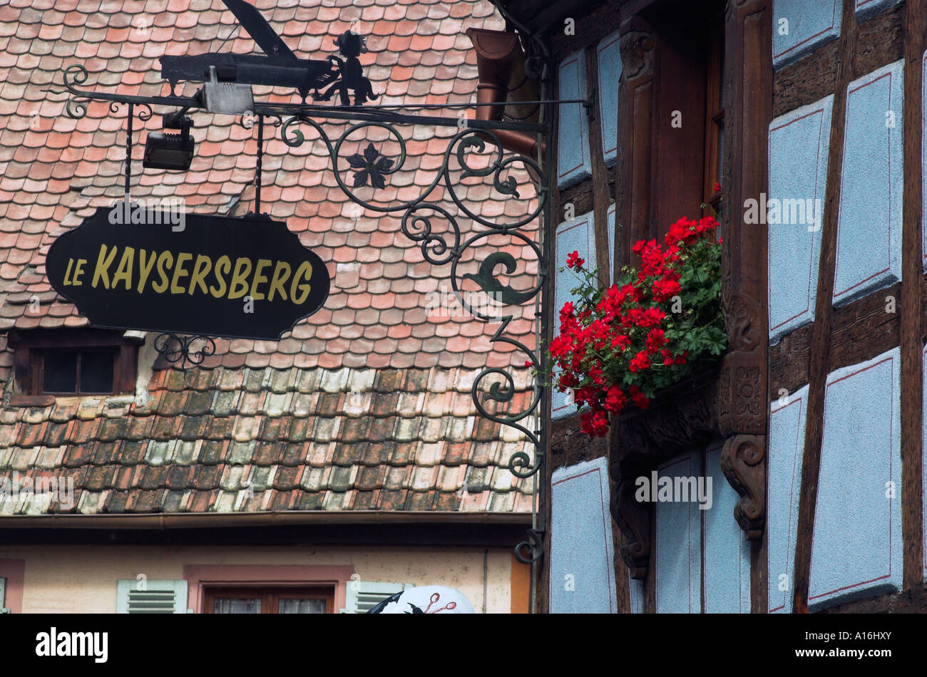 A sign for a pavement cafe in the lovely Alsace town of Kayserberg ...