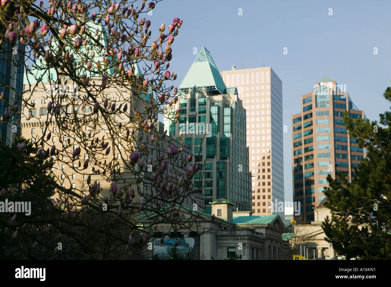 Downtown Vancouver buildings from Robson Square British Columbia Canada ...