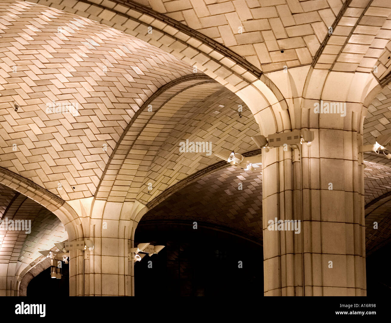 domed ceiling underside of the Queensborough bridge New York City Stock ...