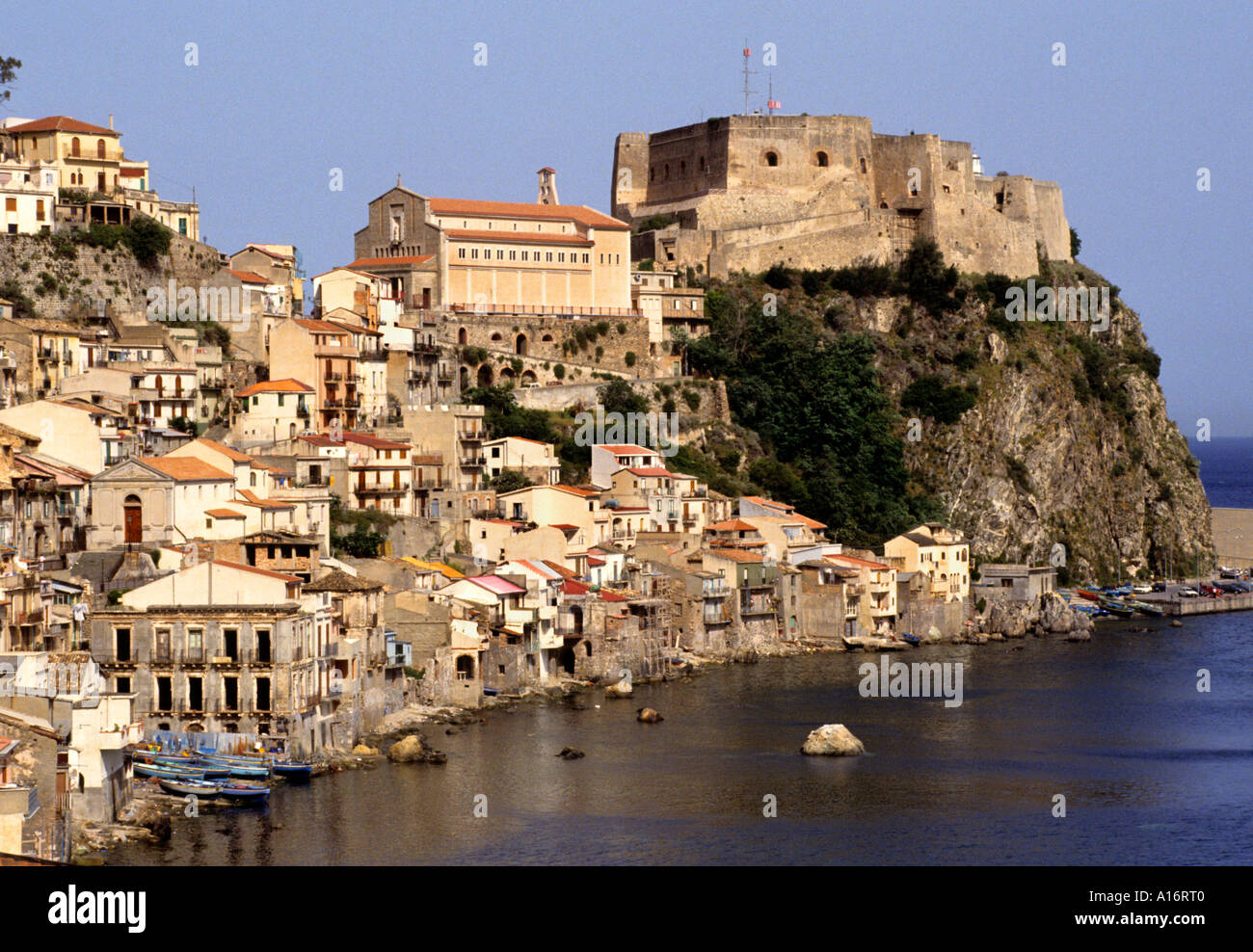 Scilla Calabria Italy Italian Mediterranean sea horizontal, boat Stock ...