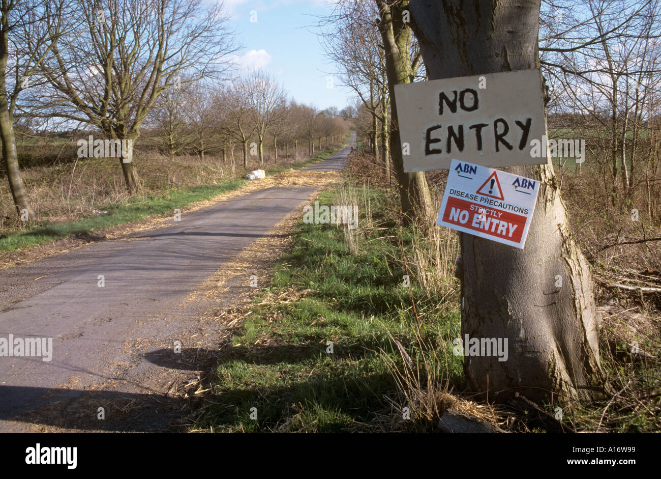 No Entry sign painted on board at farm entrance Stock Photo - Alamy