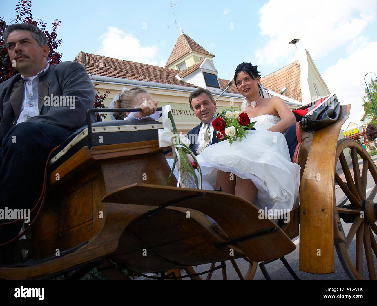bride in wedding carriage Stock Photo - Alamy