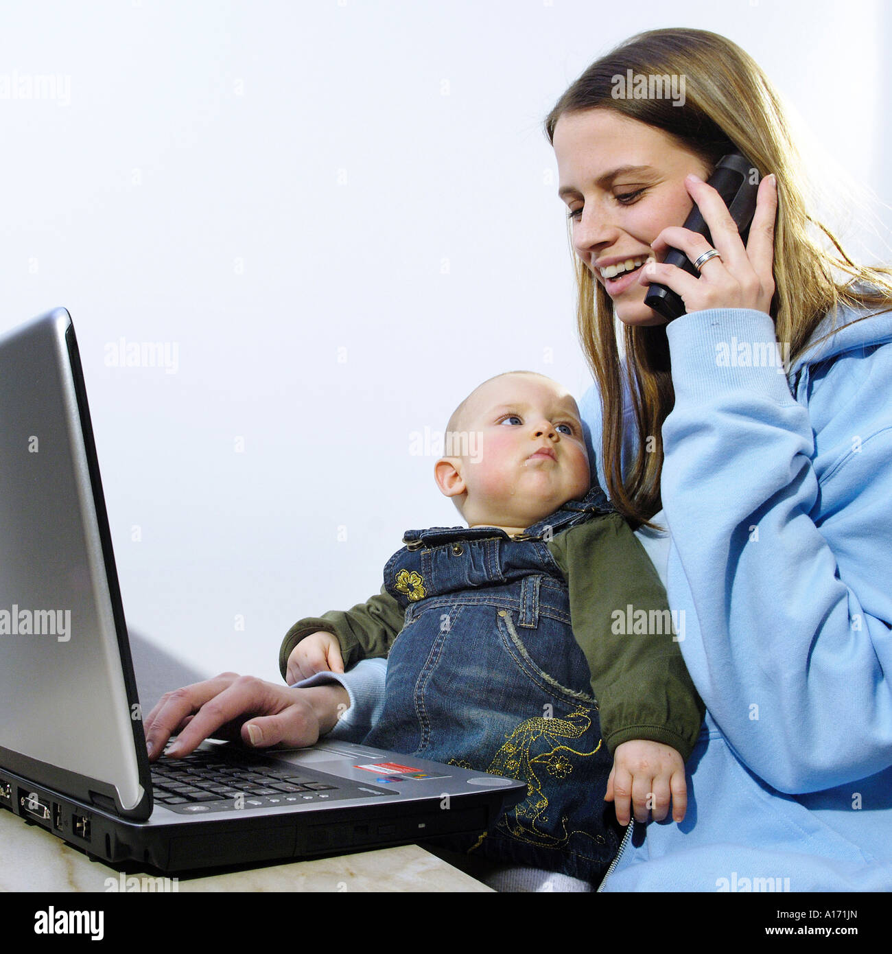 telework and childcare Stock Photo - Alamy