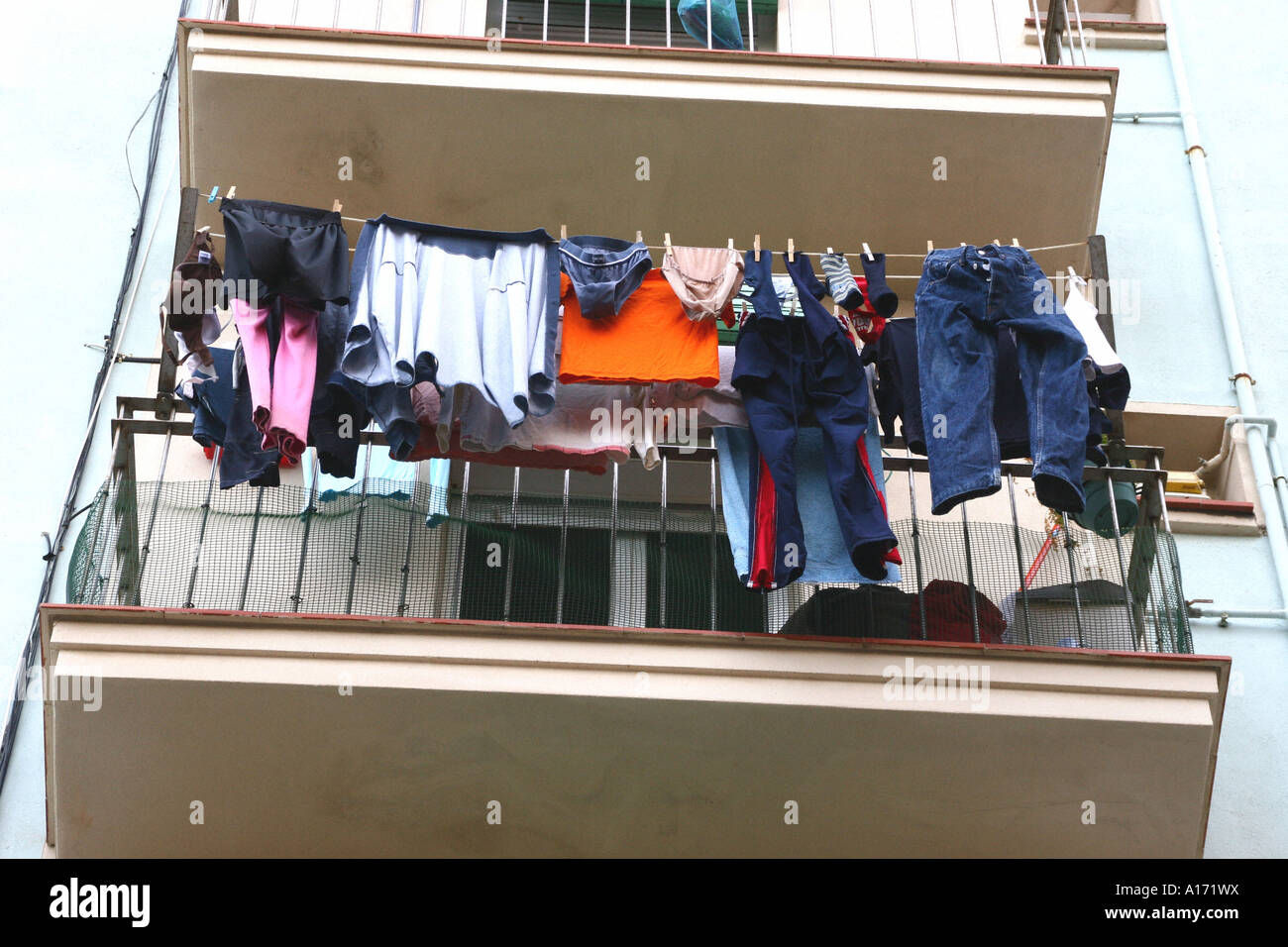 washing on the balcony Stock Photo - Alamy