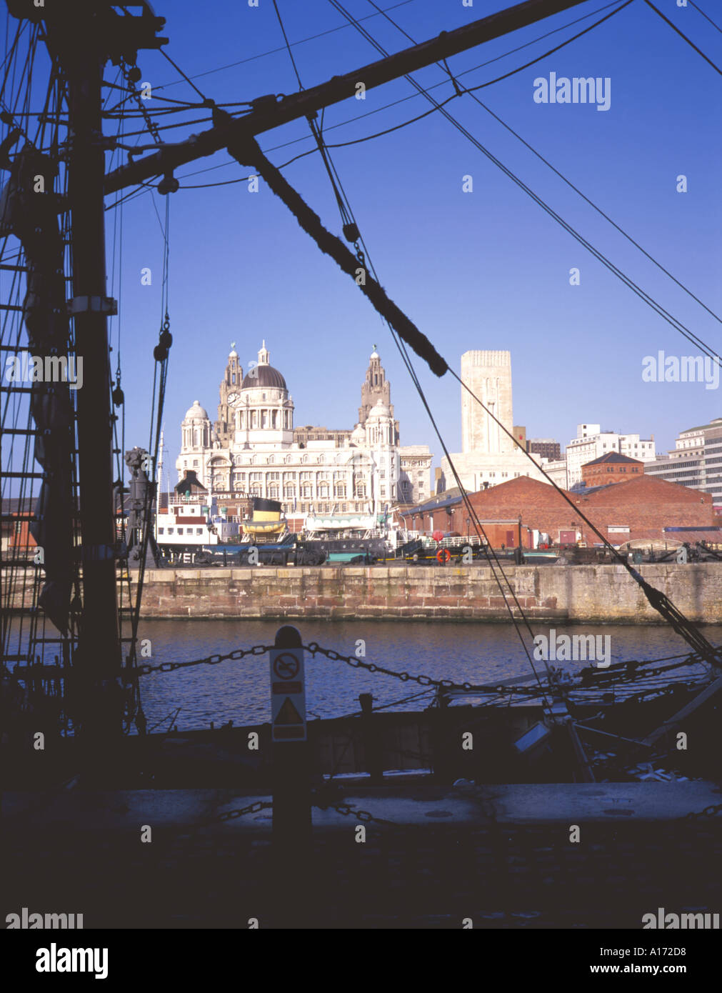 Port of Liverpool Building, with Royal Liver Building beyond, seen over ...