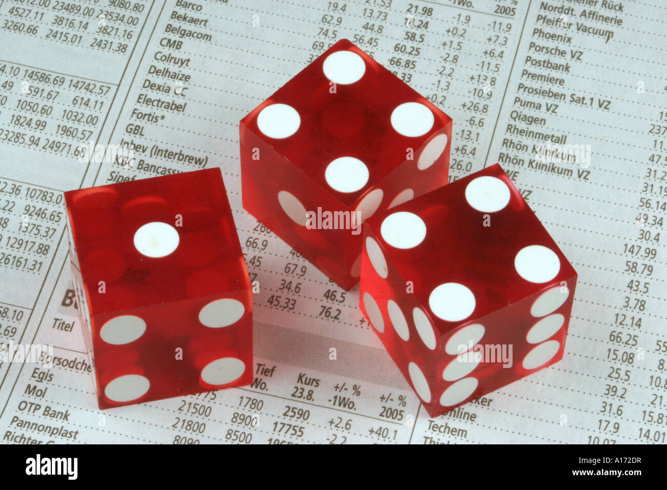 market rates and dice Stock Photo - Alamy