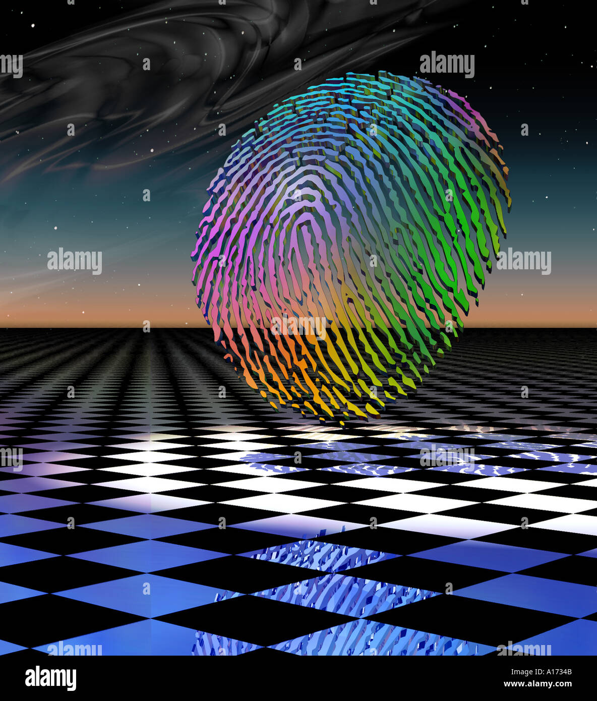 Mysterious fingerprint appearing over endless plane Stock Photo - Alamy