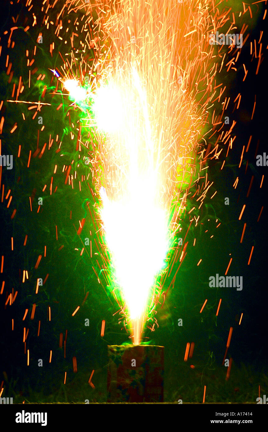 Fireworks orange green fire flame smoke November 5th bonfire night ...