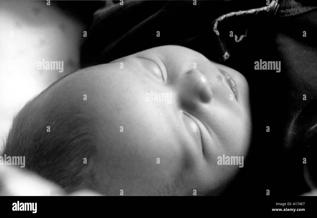 baby asleep b w france 2001 Stock Photo - Alamy