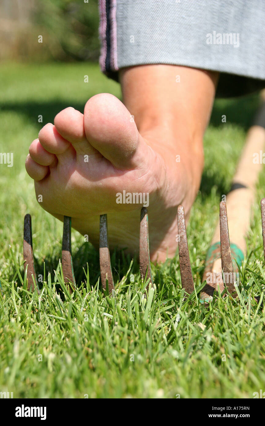 danger of accident in the garden Stock Photo - Alamy