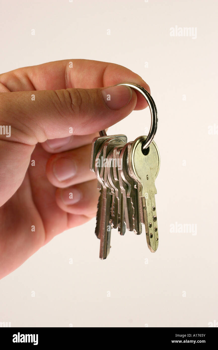 hand with a bunch of keys Stock Photo - Alamy