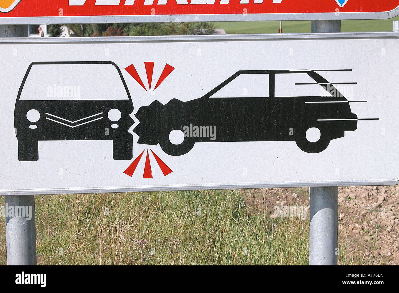 Danger of accident, warning notice Stock Photo - Alamy