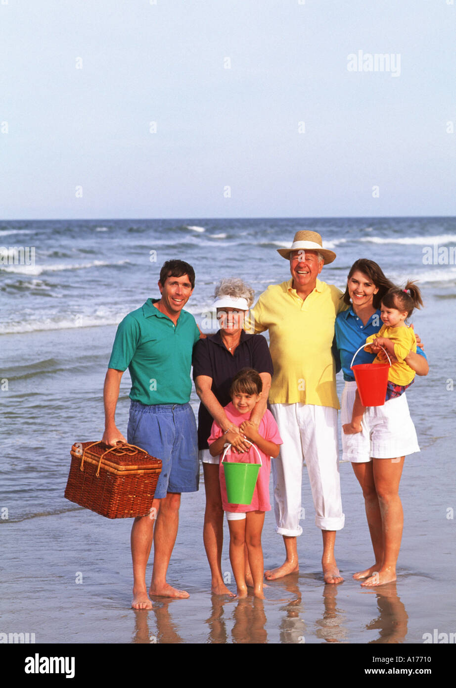 3 generation family having a picnic at the beach Stock Photo - Alamy