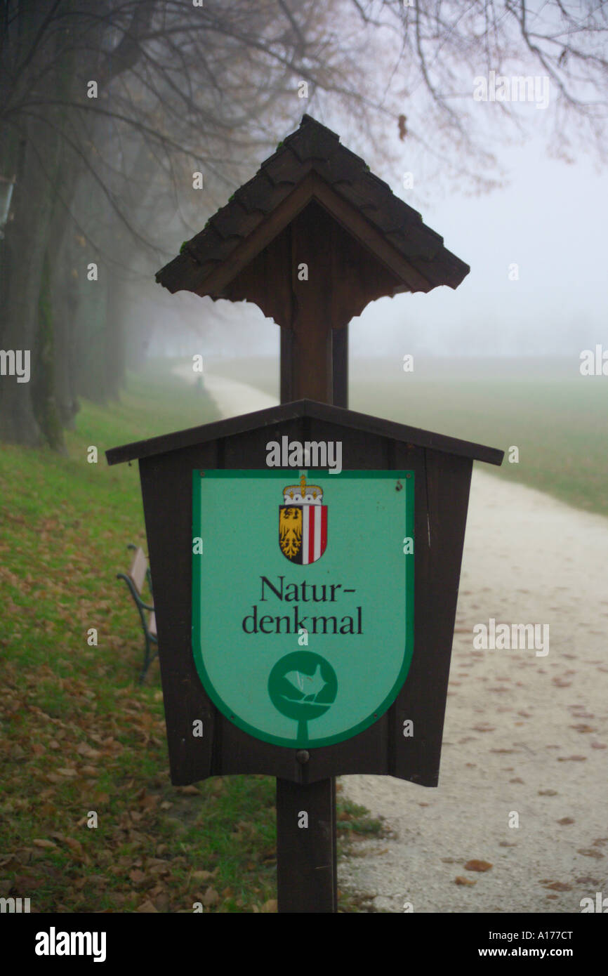 austrian sign for natural monument Stock Photo - Alamy