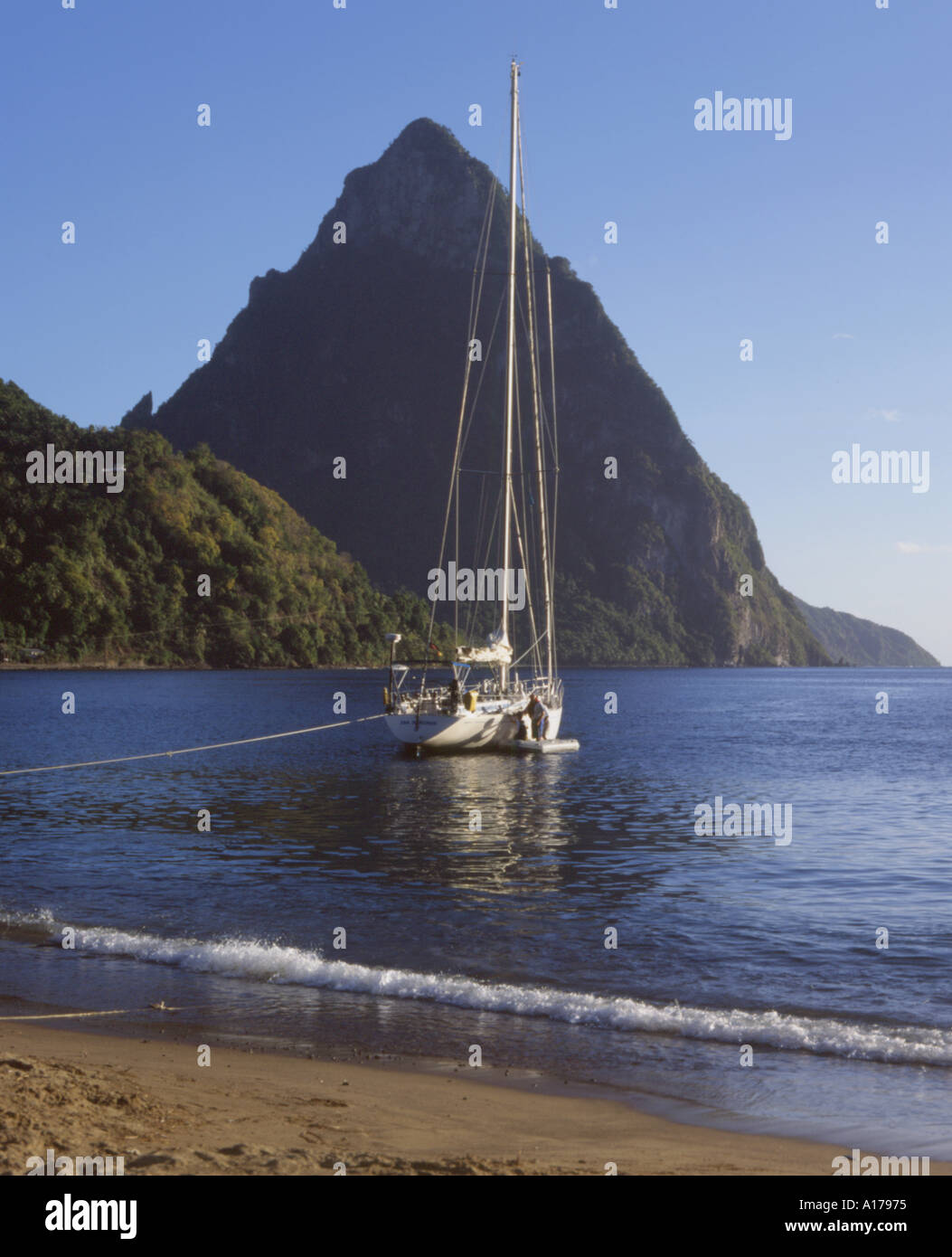 St Lucia Petit Piton from Soufriere Bay Stock Photo - Alamy
