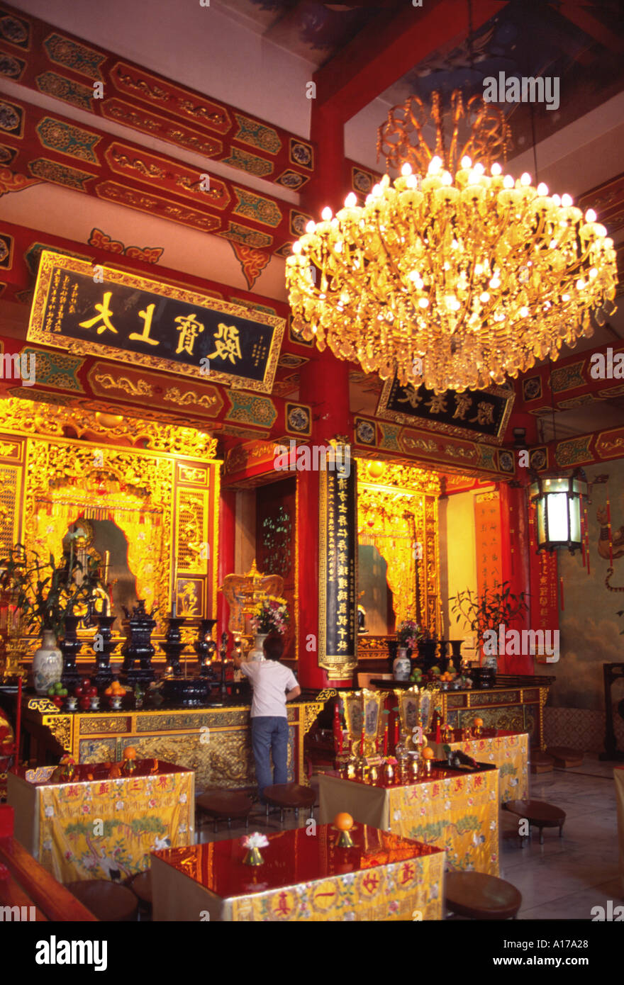 Interior of Buddhist temple in Hong Kong Stock Photo - Alamy