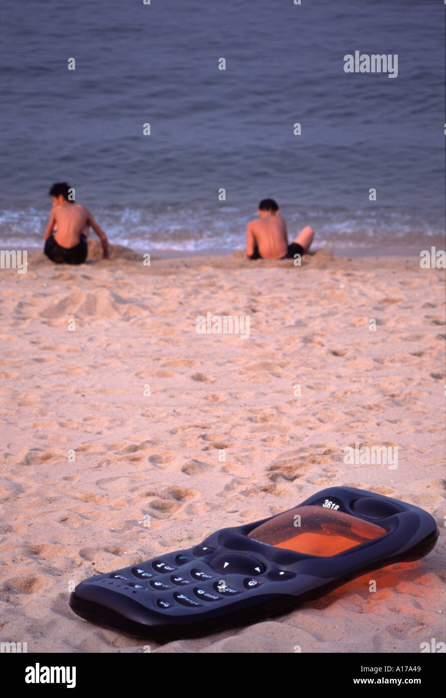 Inflatable telephone at a Hong Kong beach Stock Photo - Alamy