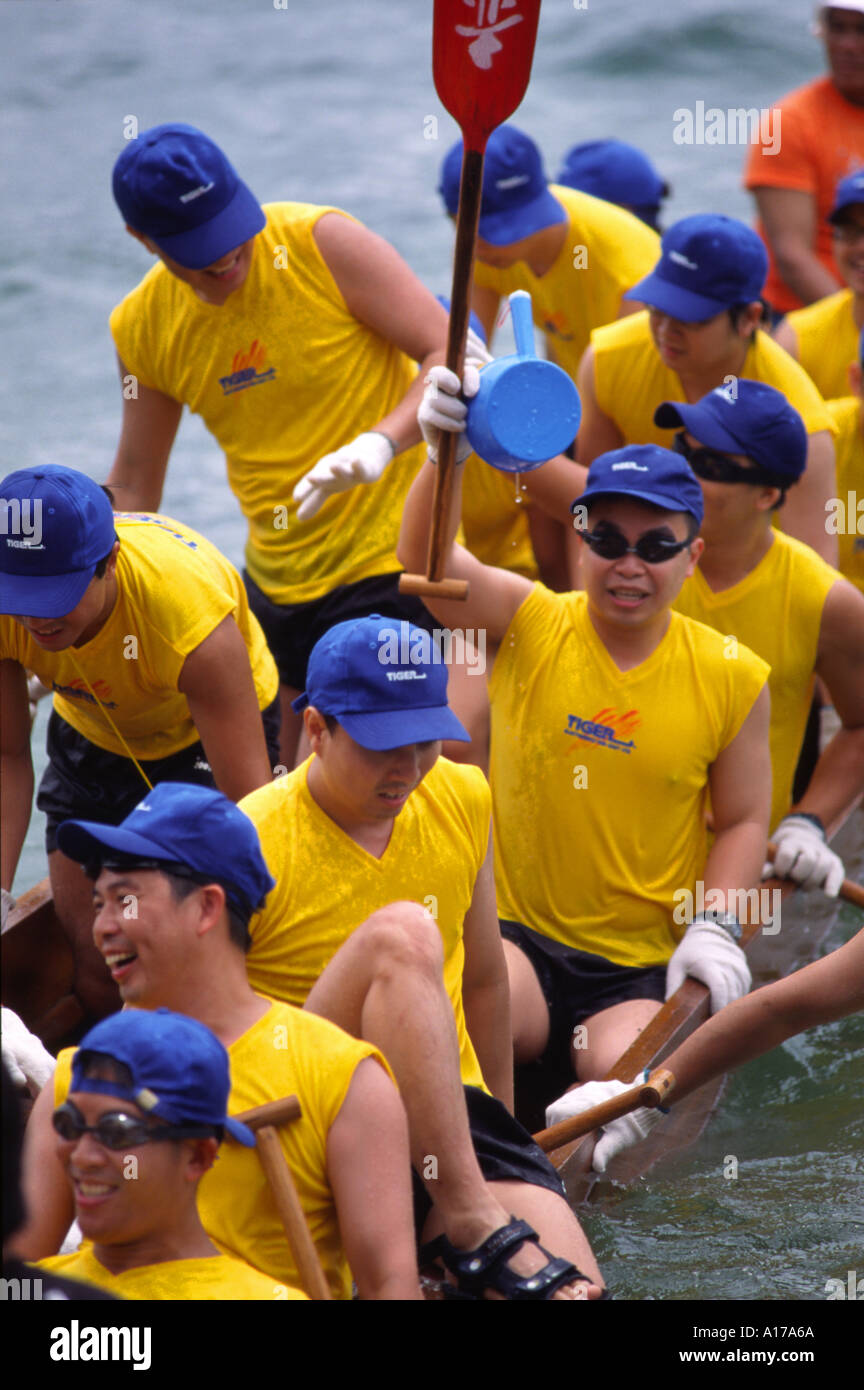 Winning team at the Dragon Boat Races in Hong Kong Stock Photo - Alamy