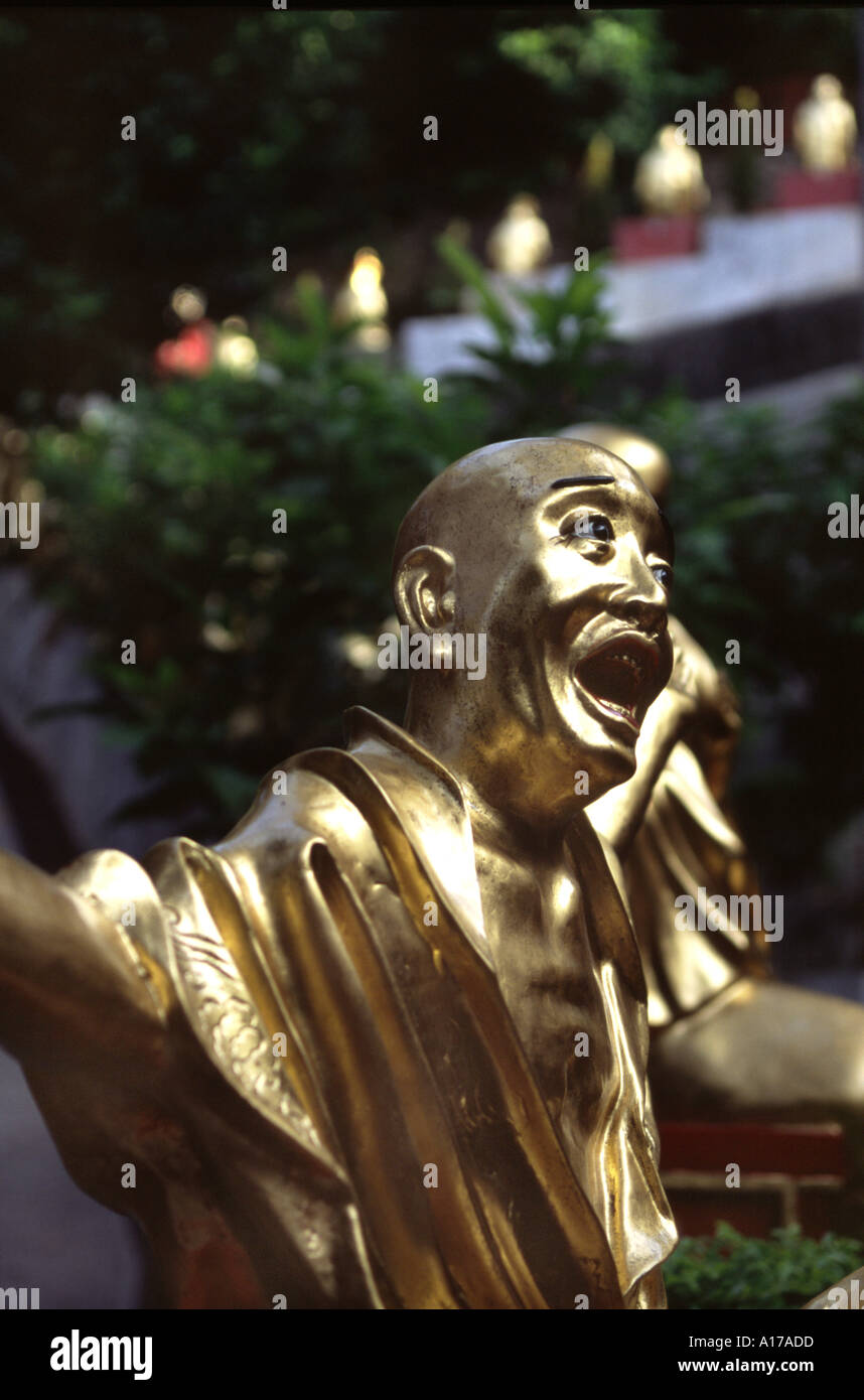 Smiling monk statue at the 10 000 Buddhas Monastery Hong Kong Stock ...
