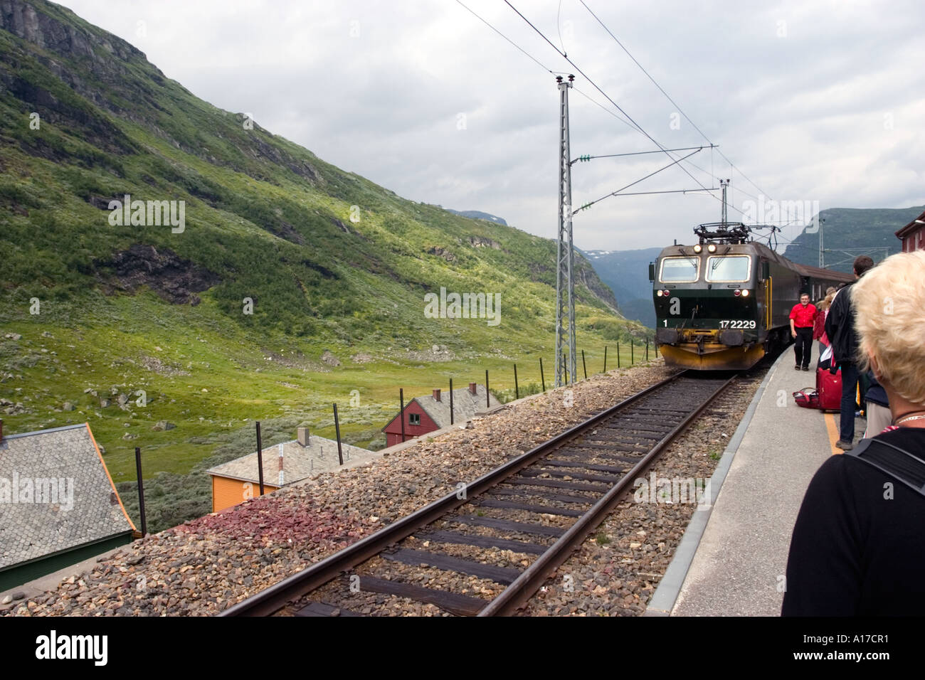 Train to Flam arriving at Myrdal railway station Norway Stock Photo - Alamy