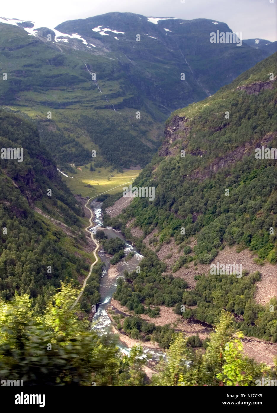 Flam Valley and River near Reinunga along Flam Railway Norway Stock ...