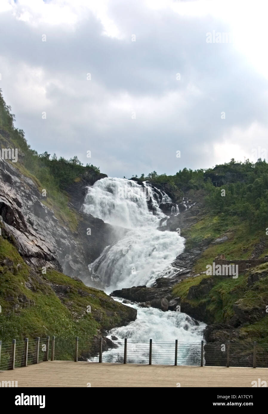 Kjosfossen waterfall from Flam Railway stop Norway Stock Photo - Alamy