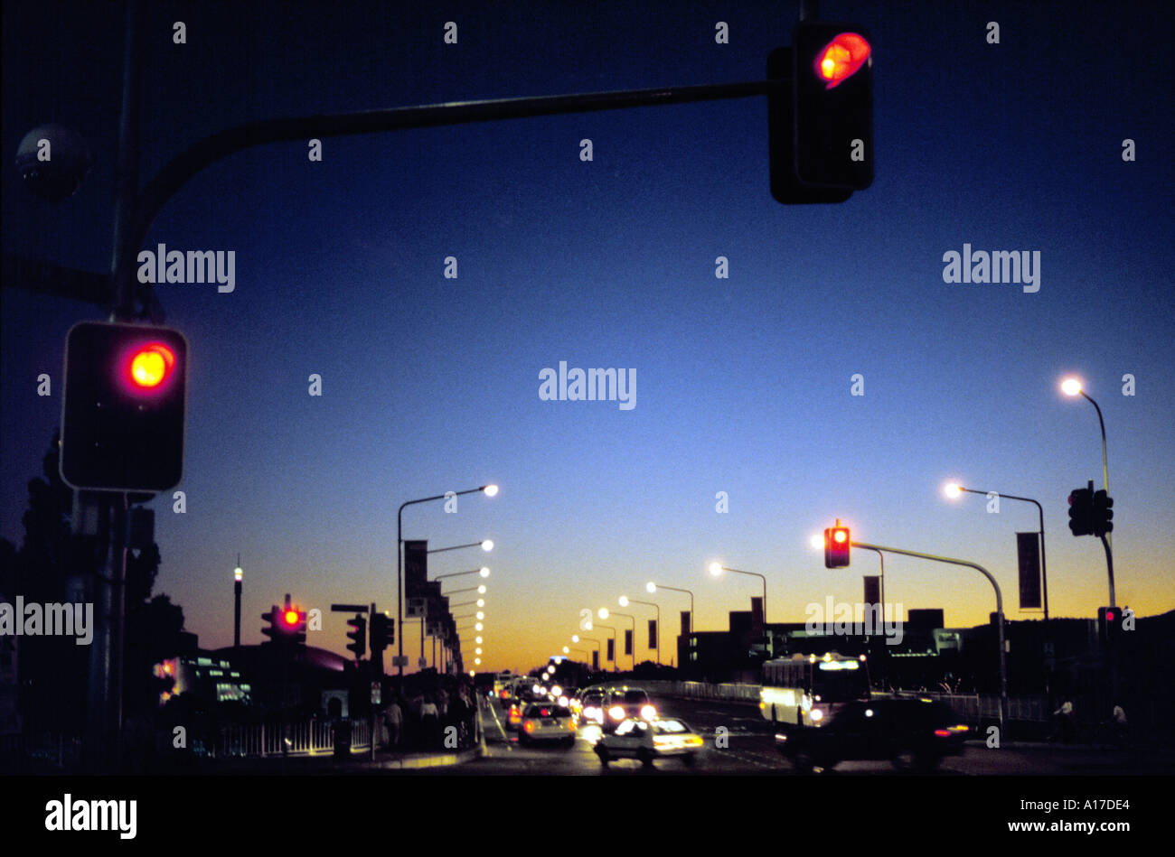 Traffic lights in Brisbane at sunset Stock Photo - Alamy