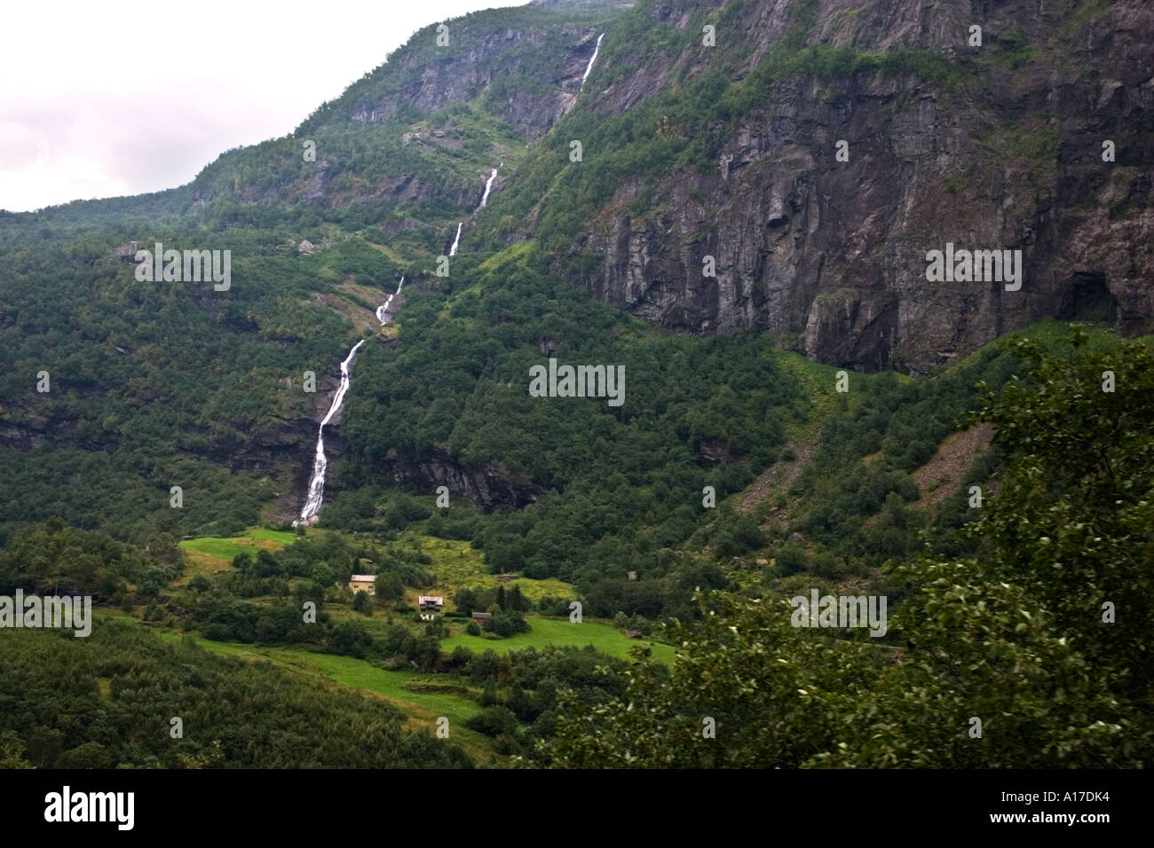 Landscape and waterfall along Flam Railway Norway Stock Photo - Alamy