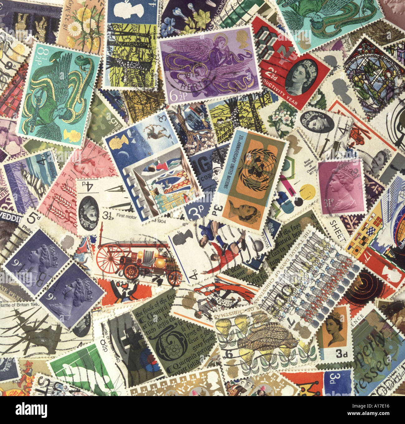 UK commemorative postage stamps of 1960 s and 1970 s Stock Photo - Alamy