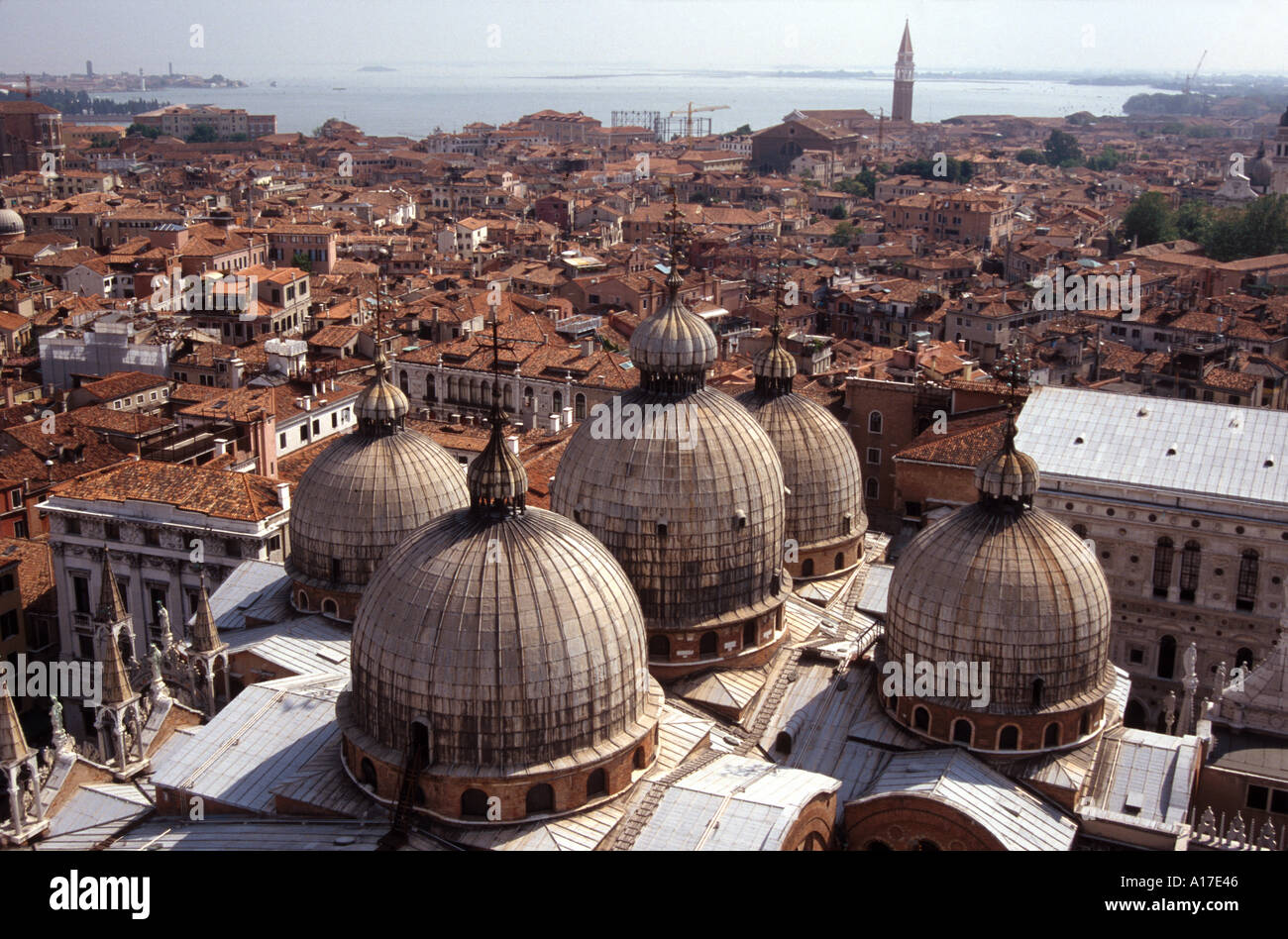 View over Venetian rooftops from the Campanile at the Piazza San Marco ...